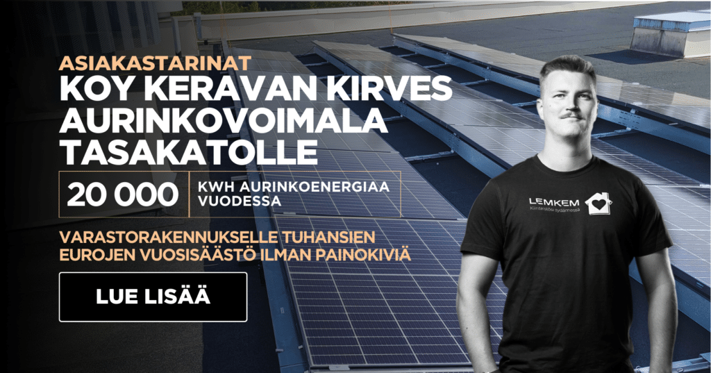 KOY Keravan Kirves - aurinkovoimala tasakatolle